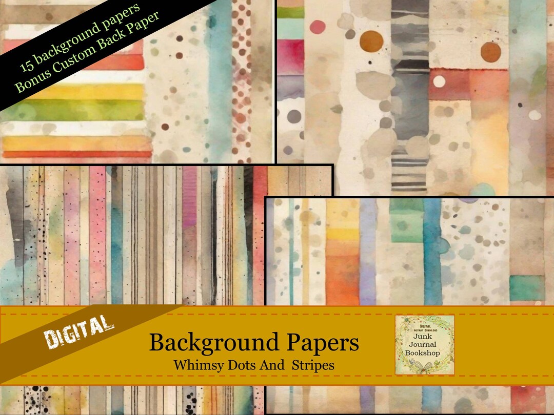 Soft Grunge Digital Paper: Dots & Stripes Junk Journal (digital ...