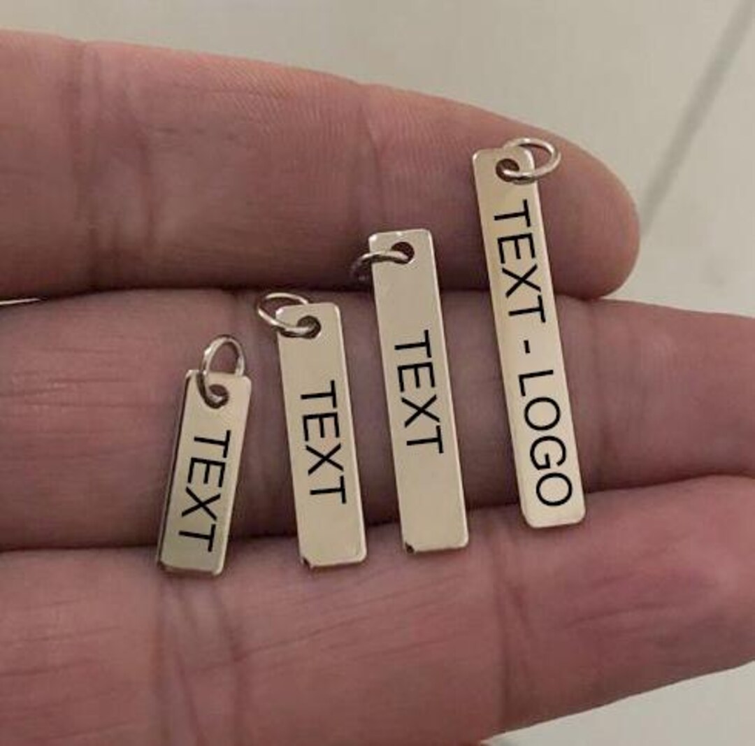 Custom Laser Engraved Charms ,25 Pieces- Rectangle Rhodium Plated ...