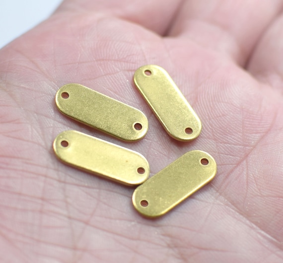 Raw Brass 2 Hole Rectangle Blanks Findings 0.8 x 8 x 15 mm Craft ...