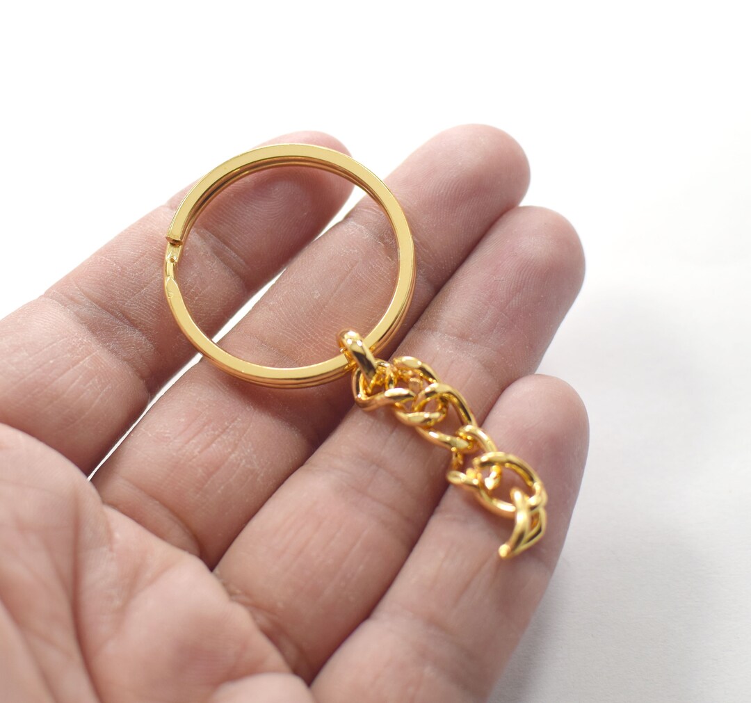33 Mm Round ( Total Lentgh 75 Mm ) , 24K Shiny Gold Plated Key Chain ...