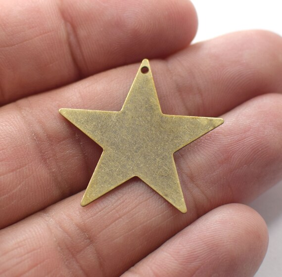 0.5 X 30 Mm Antique Brass Star Shape Charms 1 Hole Star | Etsy
