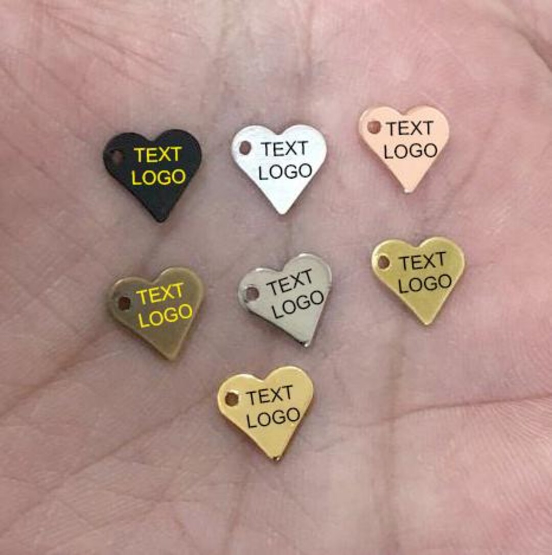 Custom Jewelry Logo Heart Charms -10 Pieces -personalized Heart Logo ...
