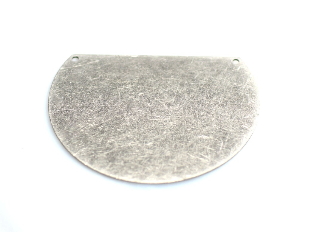 Antique Silver Semi Circle Shape 2 Hole - 0.5 X 41 X 52 Mm Semi Circle ...