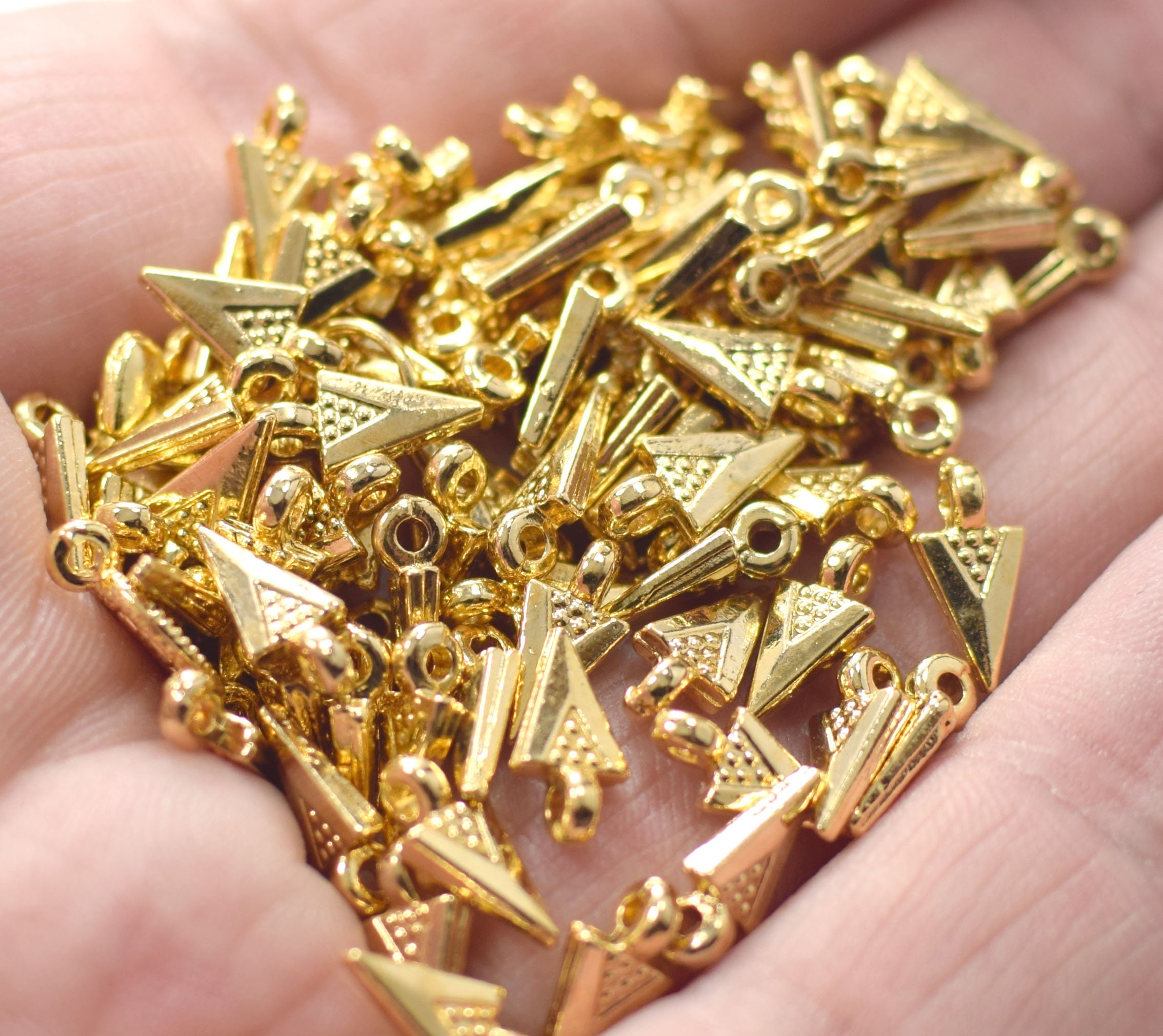 5 x 10 mm 24K Shiny Gold Plated Tiny Triangle Findings | Etsy