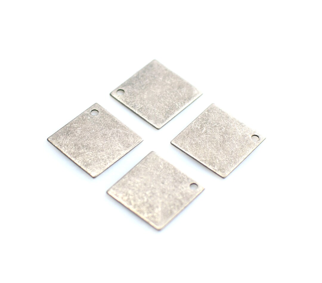 Antique Silver Square Shape Charms- Square Shape 1 Hole Findings , 0.5 ...