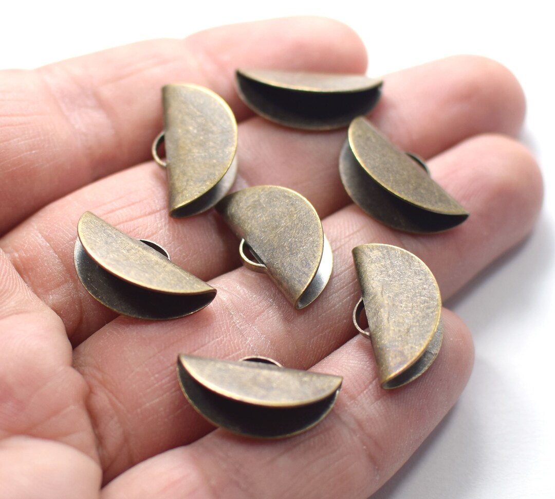 0.5 X 11 X 20 Mm , Antique Brass Half Moon With Handle Crimp Connector ...