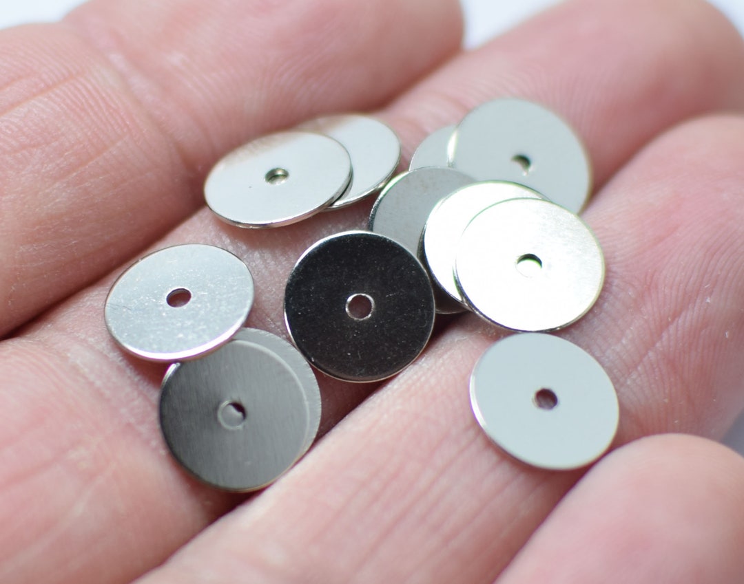Silver Tone Round Middle Hole Disc - Round Disc - 0.5 X 11 Mm - Etsy