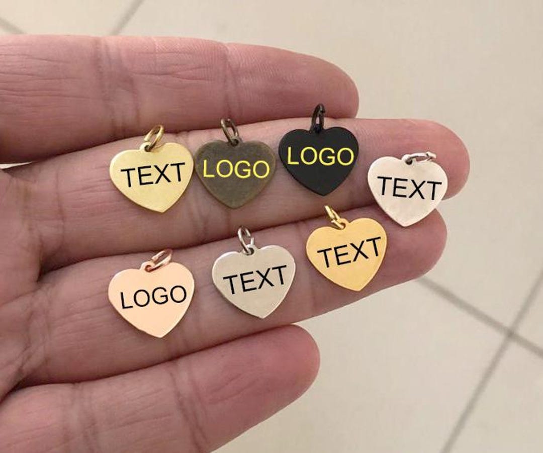 Custom Jewelry Logo Heart Charms -10 Pieces -personalized Logo Heart ...