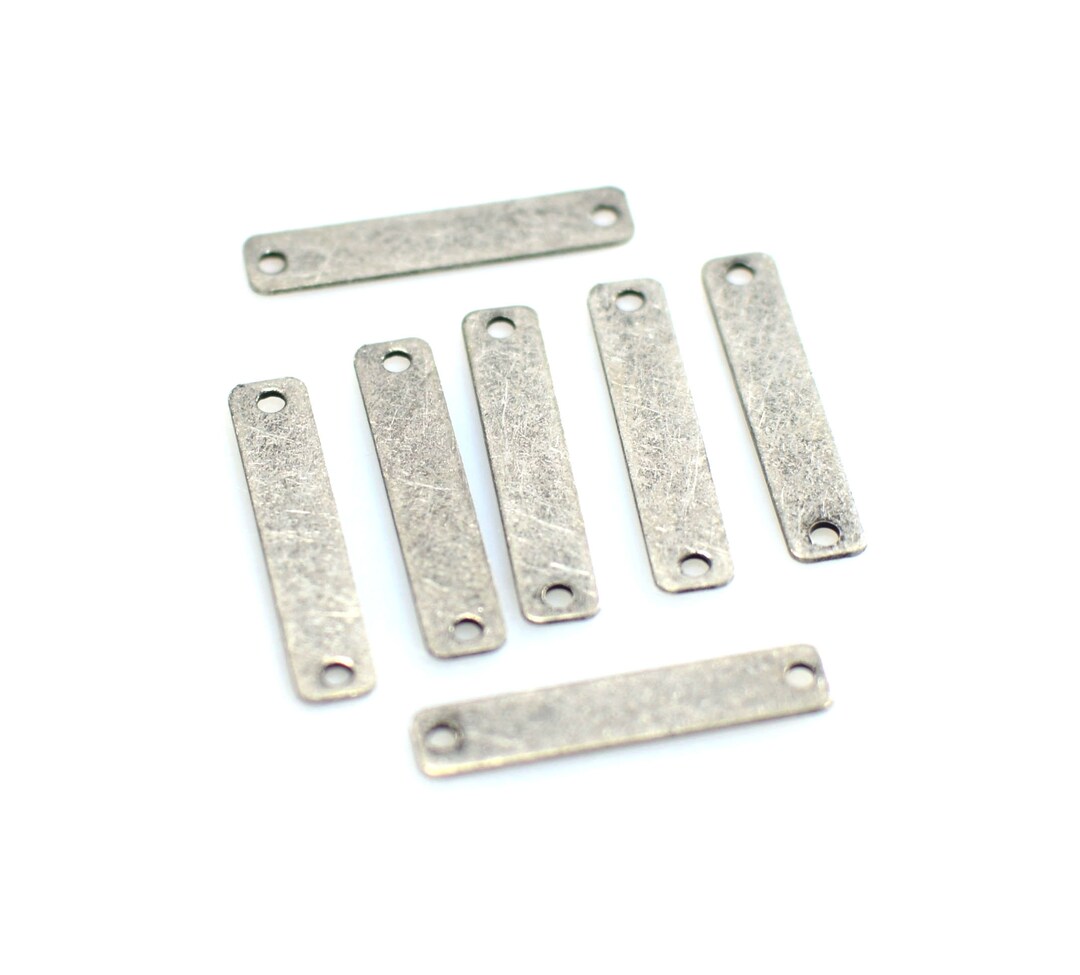 Antique Silver Rectangle Shape Charms Rectangle Shape 2 Hole Findings ...