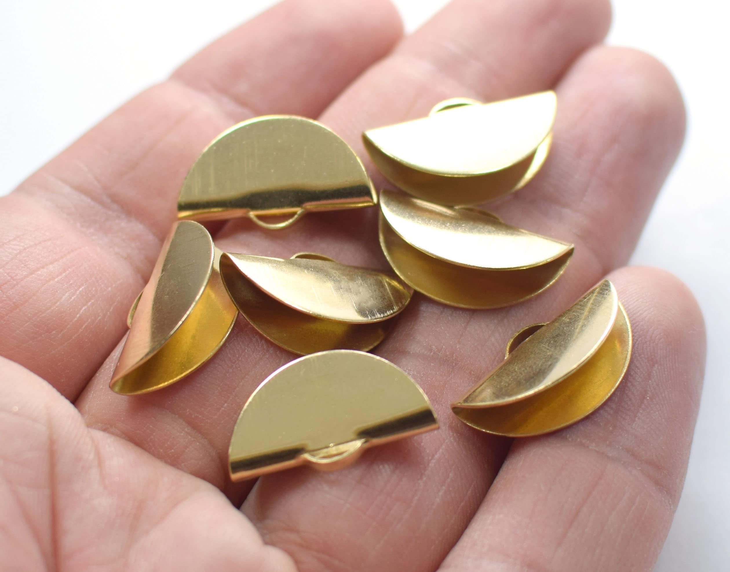 0.5 x 11 x 20 mm Raw Brass Half Moon With Handle Crimp | Etsy