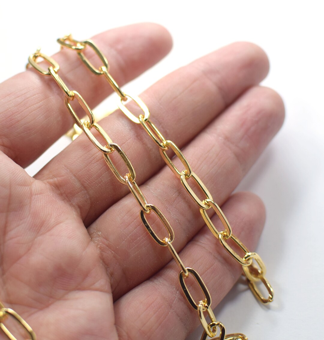6 X 12 Mm , 24K Shiny Gold Plated Rectangle Chain - NF0073 - Etsy