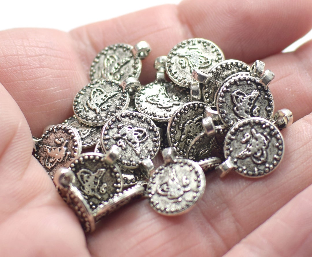 10 X 12.5 Mm , Antique Silver Color Coin - Tugra Charms - 1 Hole - Etsy
