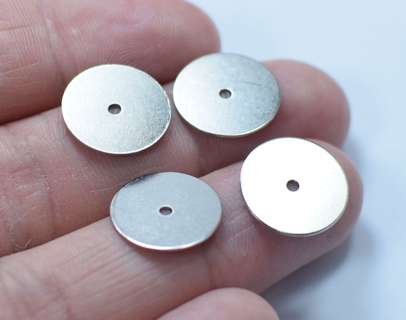 Silver Tone Round Middle Hole Disc Round Disc 0.5 X 14 Mm | Etsy