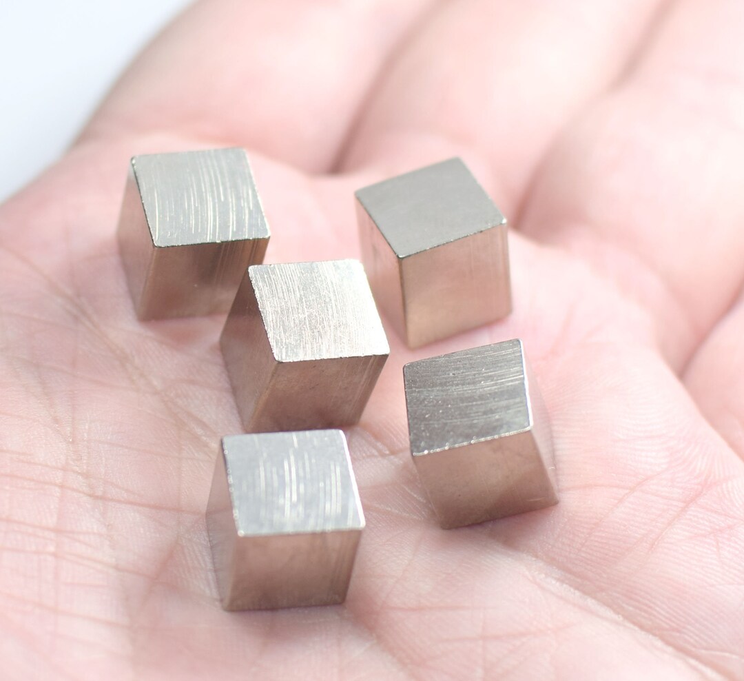 10 X 10 Mm , Silver Tone Geometric Solid Square Cube Findings ( No Hole ...