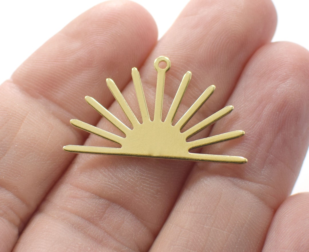 0.8 X 17 X 30 Mm , Half Sun Shape Raw Brass Charms - 1 Hole - Etsy UK