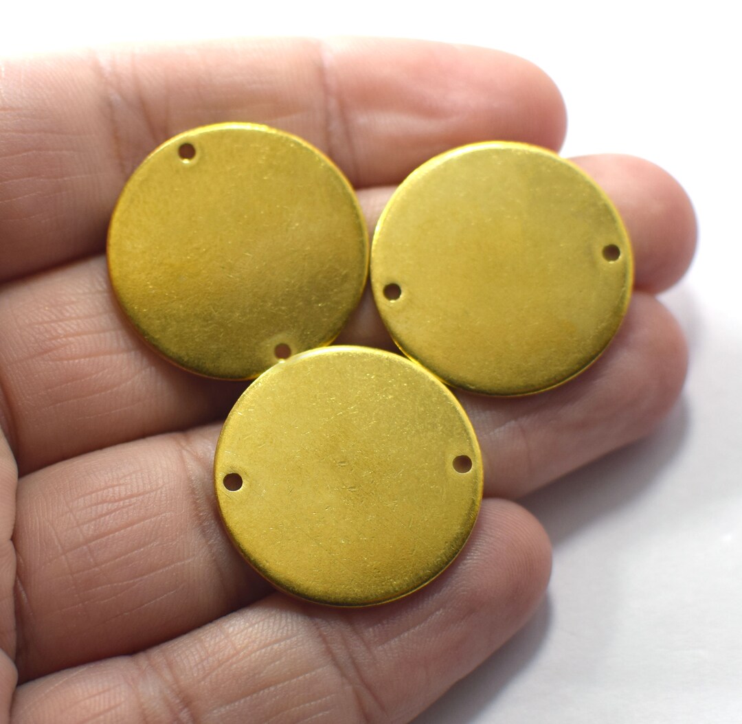 Raw Brass Round Stamping Disc - Round 2 Hole Findings , 1.5 X 25 Mm - Etsy