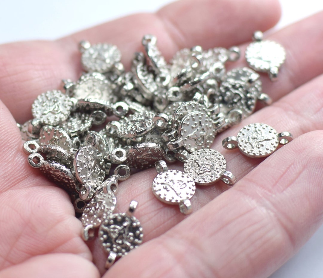 8 X 13 Mm , Silver Color Coin - Tugra Charms - 2 Hole - Etsy