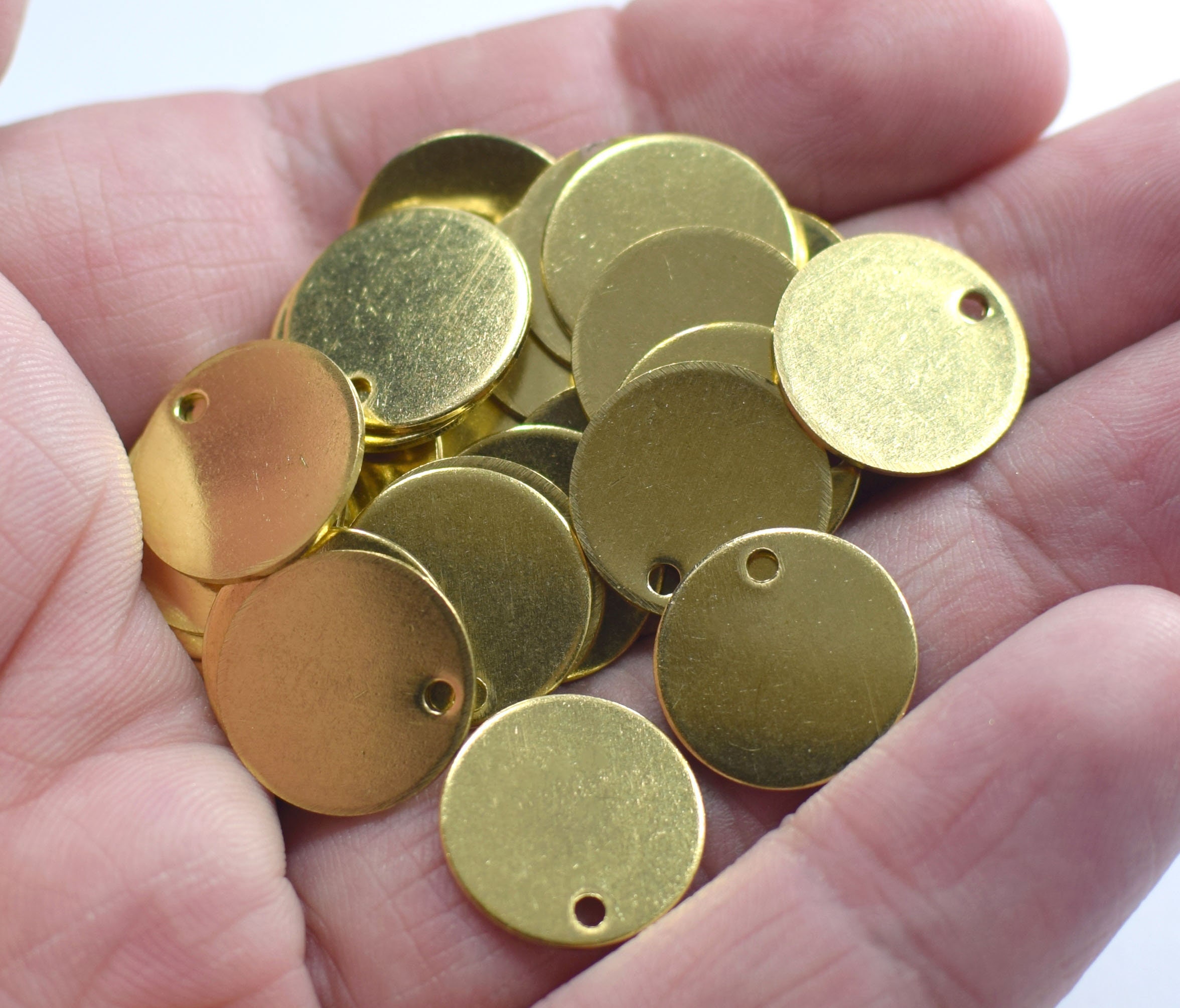 0.8 x 14 mm Raw Brass Stamping Disc Round 1 Hole | Etsy