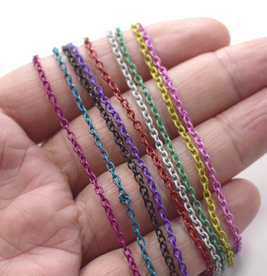 2 X 3 Mm , Necklace Colored Circle Chain - Pendant Chain - Etsy