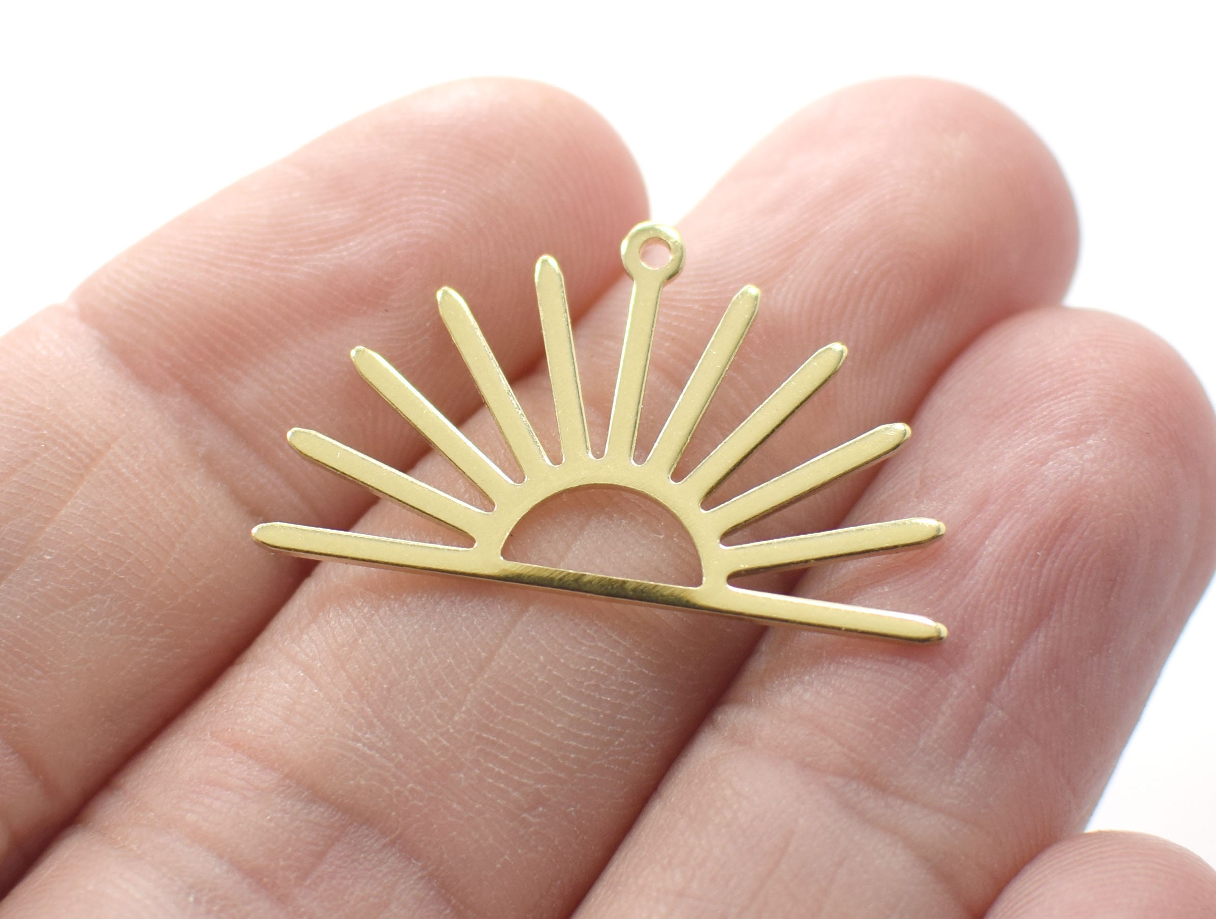 0.8 X 17 X 30 Mm , Half Sun Shape Raw Brass Charms - 1 Hole - Etsy UK