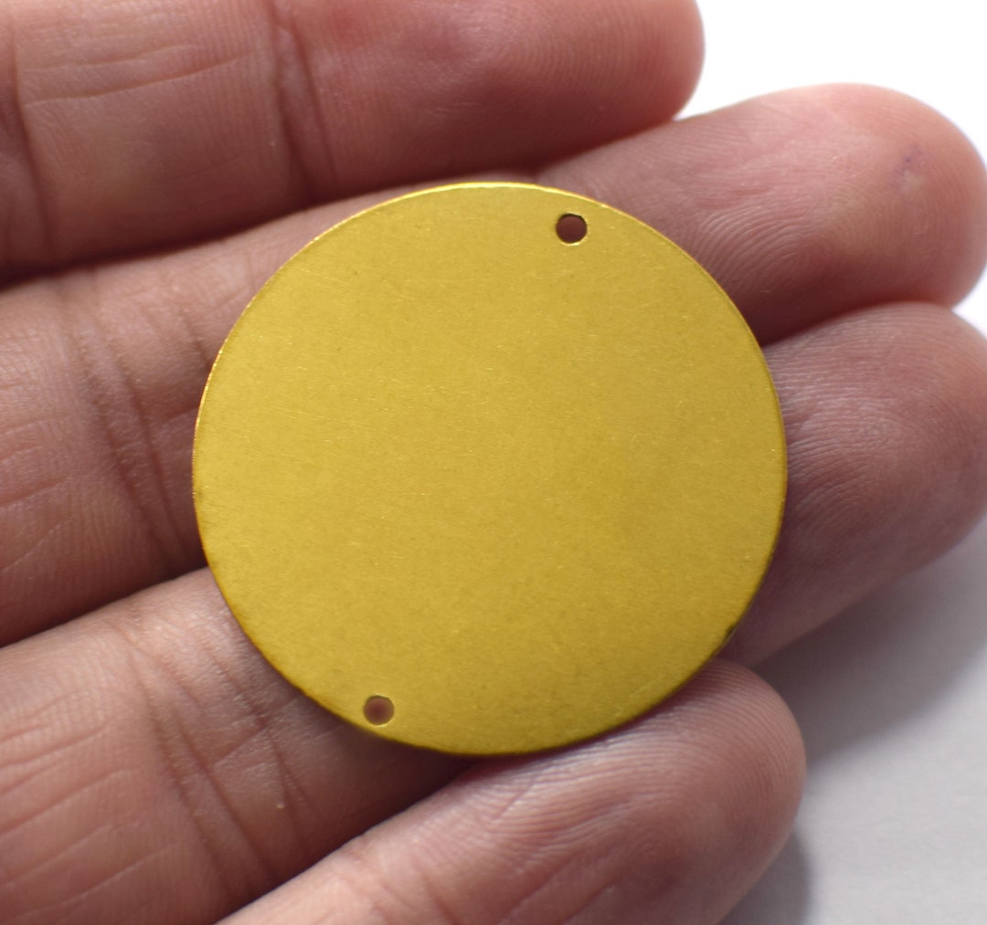 Raw Brass Stamping Disc - Round 2 Hole Findings , 0.5 X 32 Mm - Etsy