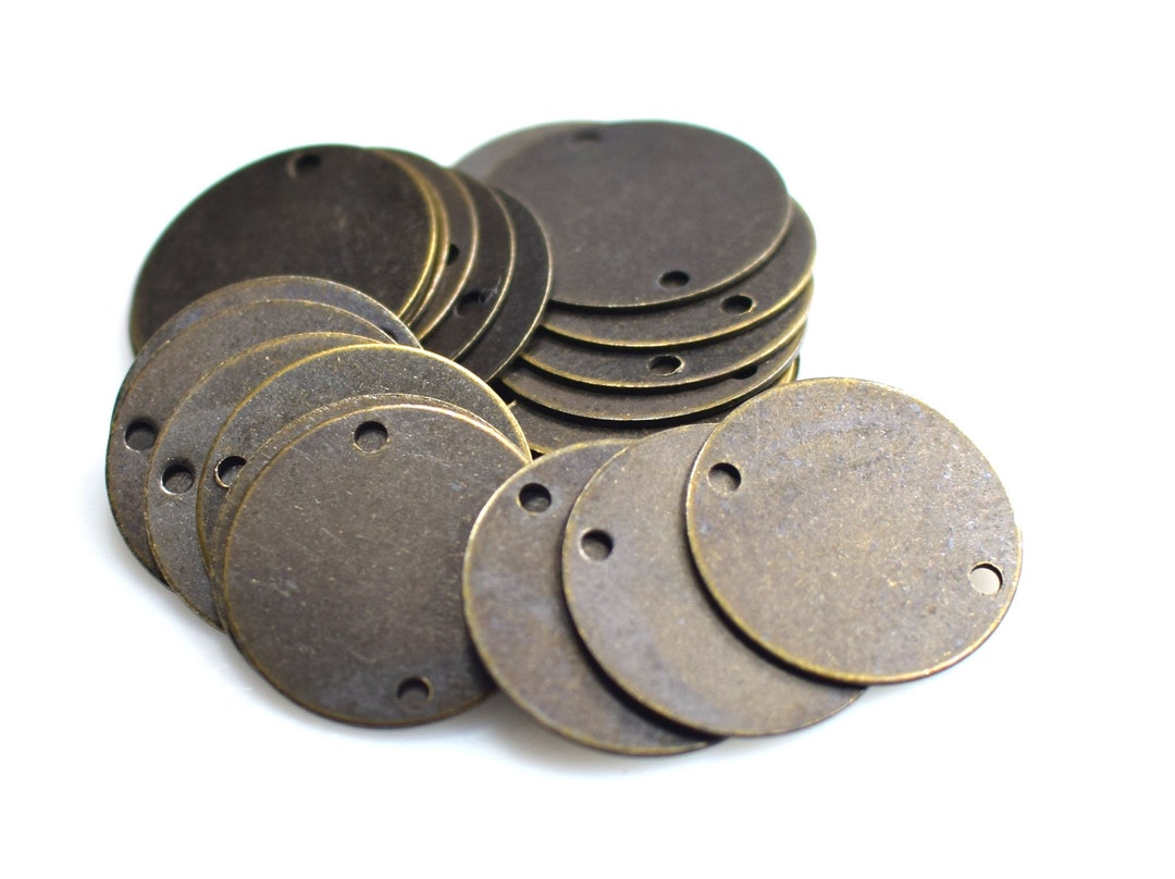 Antique Bronze Round Stamping Blanks 2 Hole - Round Findings - 0.5 X 16 ...