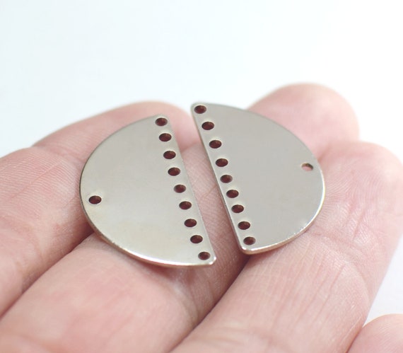 Silver Semi Circle Shape 10 Hole 0.8 X 15 X 30 Mm Semi - Etsy