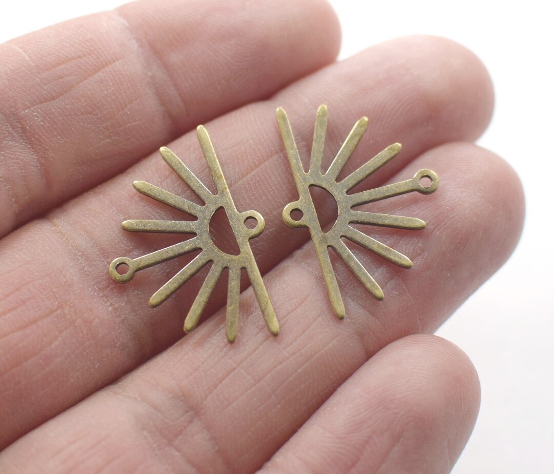 0.7 X 17 X 25 Mm , Half Sun Shape Antique Brass Charms - 2 Hole - Etsy