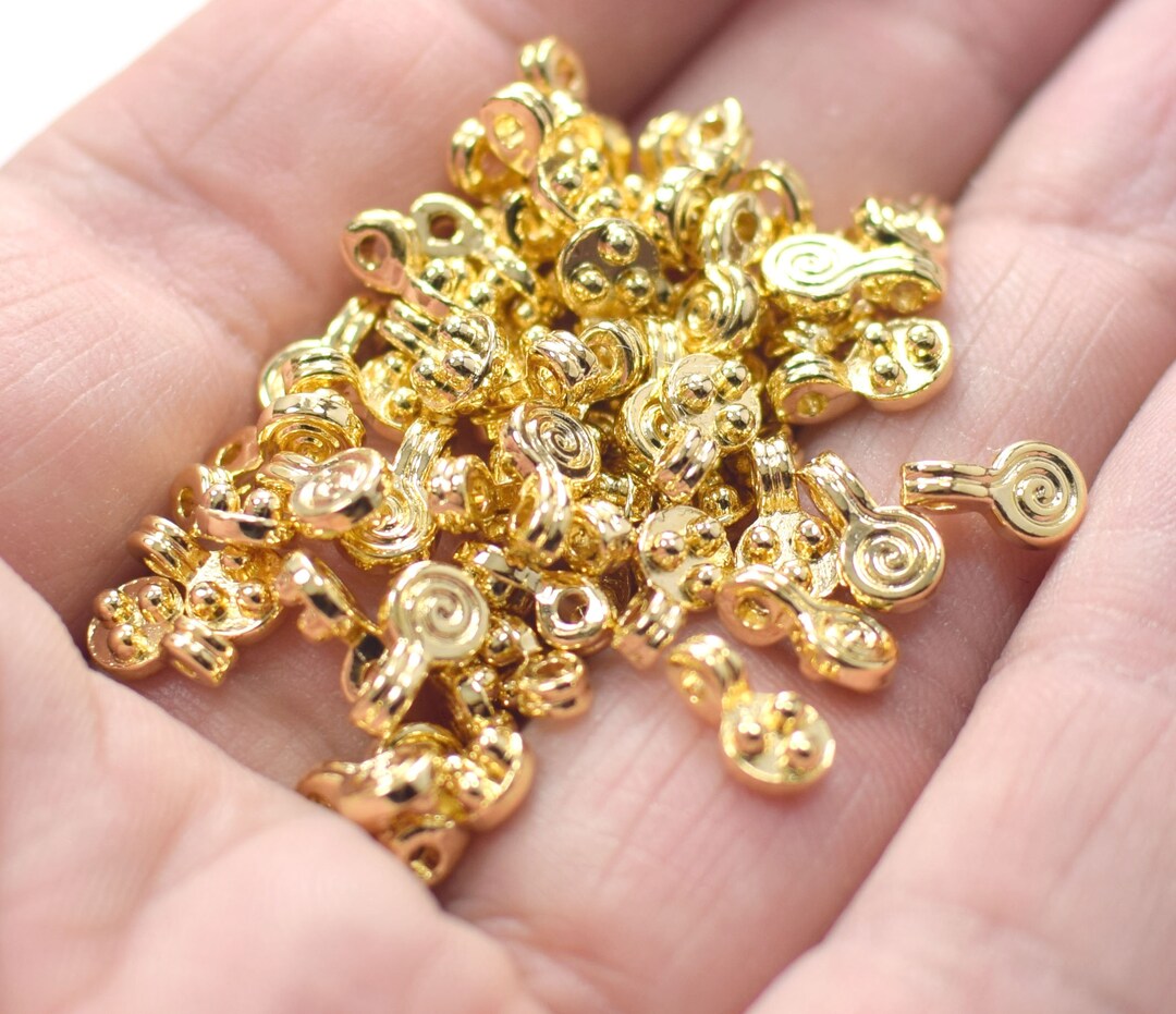 5 X 8 Mm , 24K Shiny Gold Plated Tiny Round With Handles Findings ...