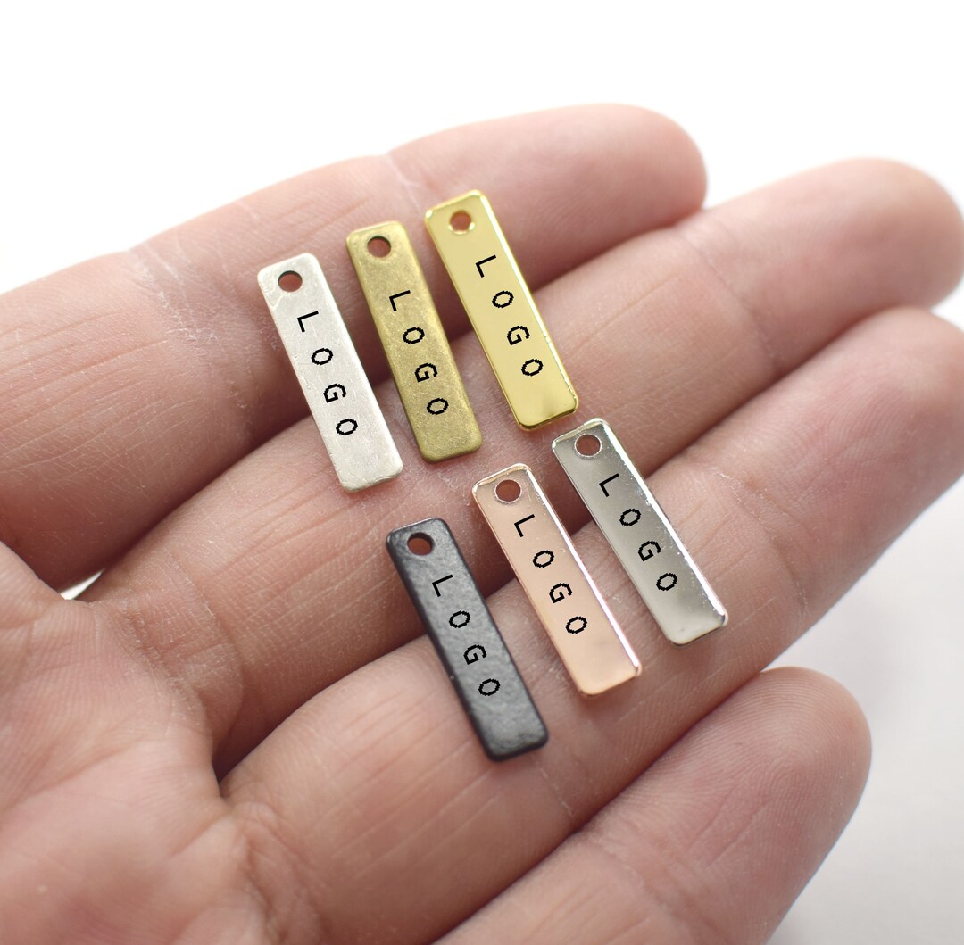 Custom Logo Rectangle Label Tag - Personalized Logo Charms -jewelry Tag ...