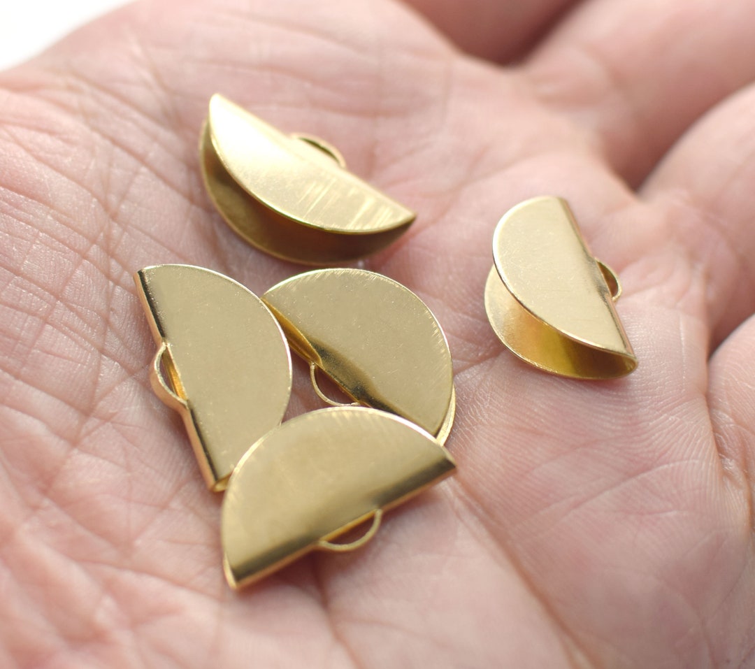 0.5 X 11 X 20 Mm , Raw Brass Half Moon With Handle Crimp Connector - Etsy