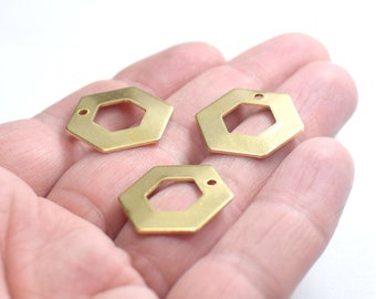 50pcs 25x22x0.5mm Flat Hexagon Charm,raw Brass Hexagon Rings,hexagon ...