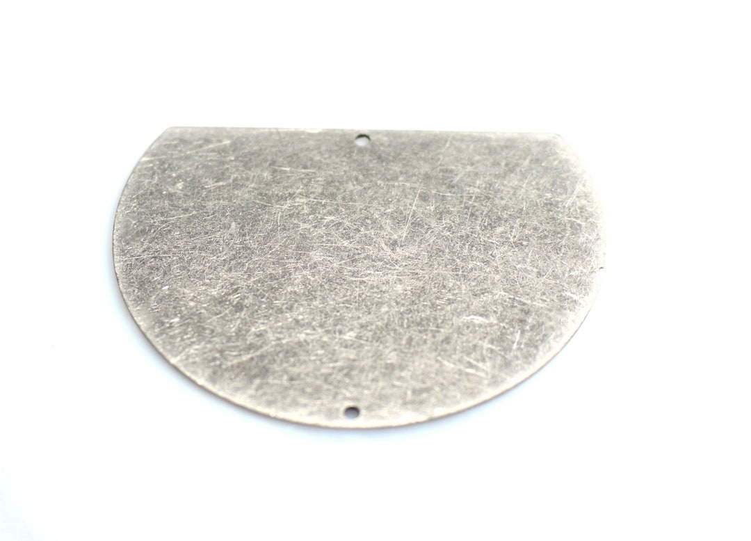 Antique Silver Semi Circle Shape 2 Hole - 0.5 X 41 X 52 Mm Semi Circle ...