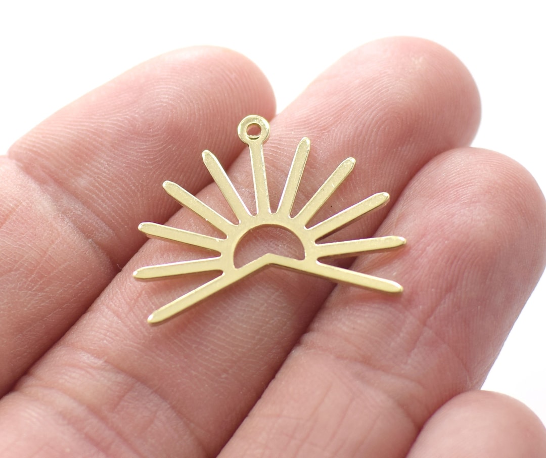 0.8 X 19 X 25 Mm , Half Sun Shape Raw Brass Charms - 1 Hole - Etsy