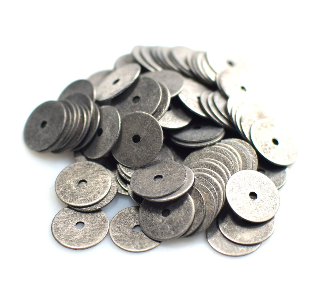 Antique Silver Round Middle Hole Disc - Round Disc - 0.5 X 10 Mm - Etsy