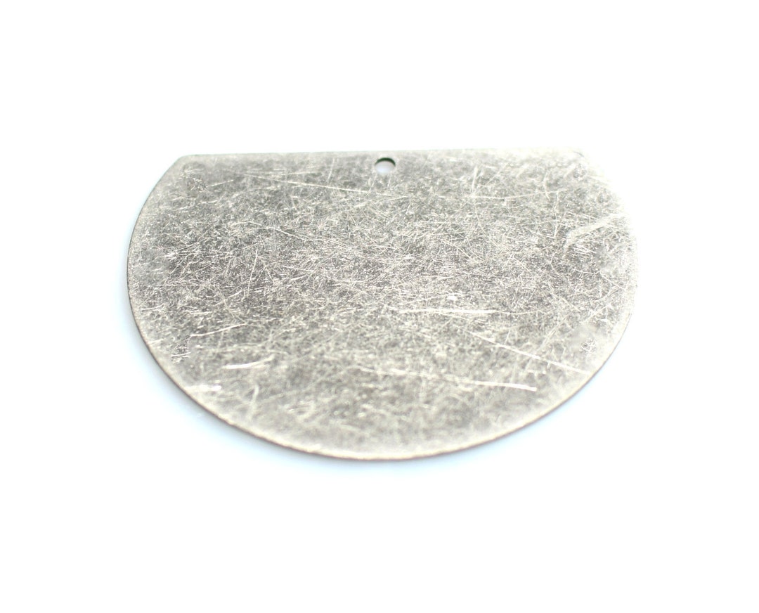 Antique Silver Semi Circle Shape 1 Hole - 0.5 X 32 X 40 Mm Semi Circle ...
