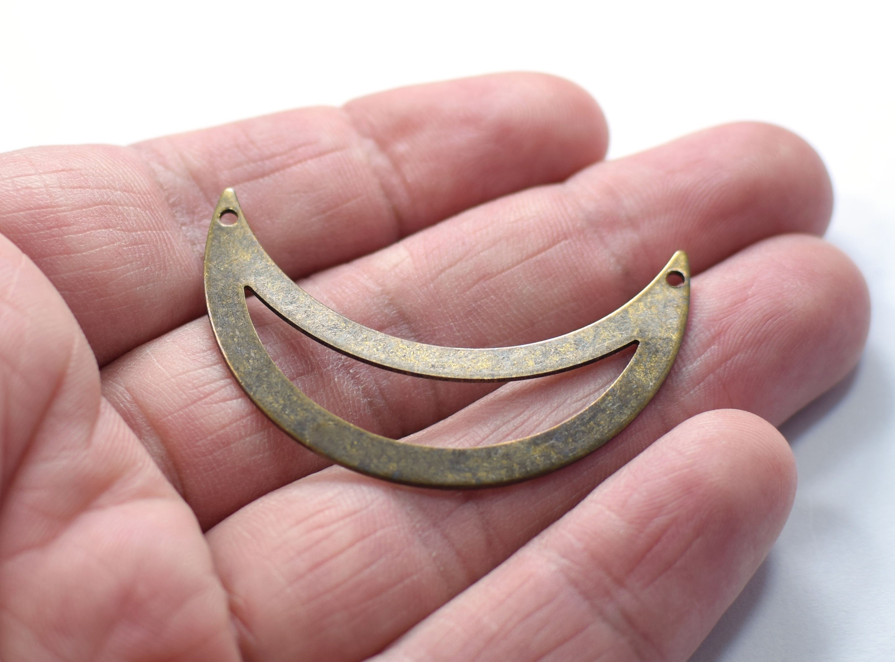 Antique Bronze Crescent Shape Charms- Crescent Shape 2 Hole Findings ...