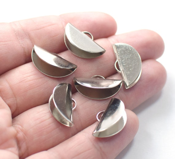 0.5 X 11 X 20 Mm Silver Tone Half Moon With Handle Crimp - Etsy