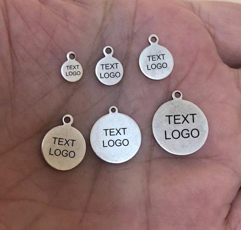 Custom Laser Engraved Charms , Antique Silver Jewelry Personalized Tag ...