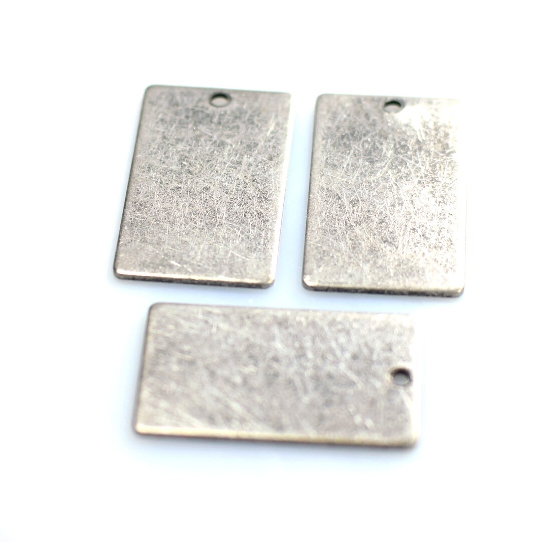 Antique Silver Rectangle Shape Charms- Rectangle Shape 1 Hole Findings ...
