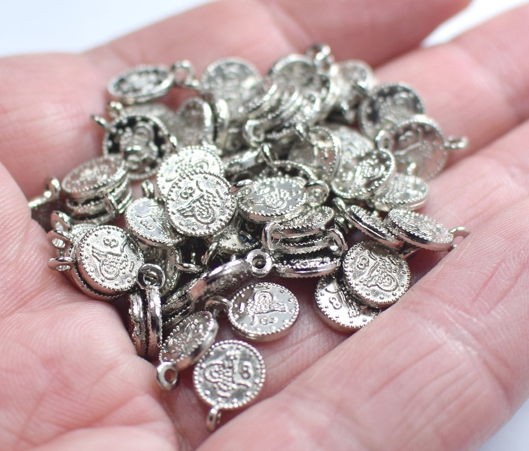 8 X 10 Mm , Silver Color Coin - Tugra Charms - 1 Hole - Etsy