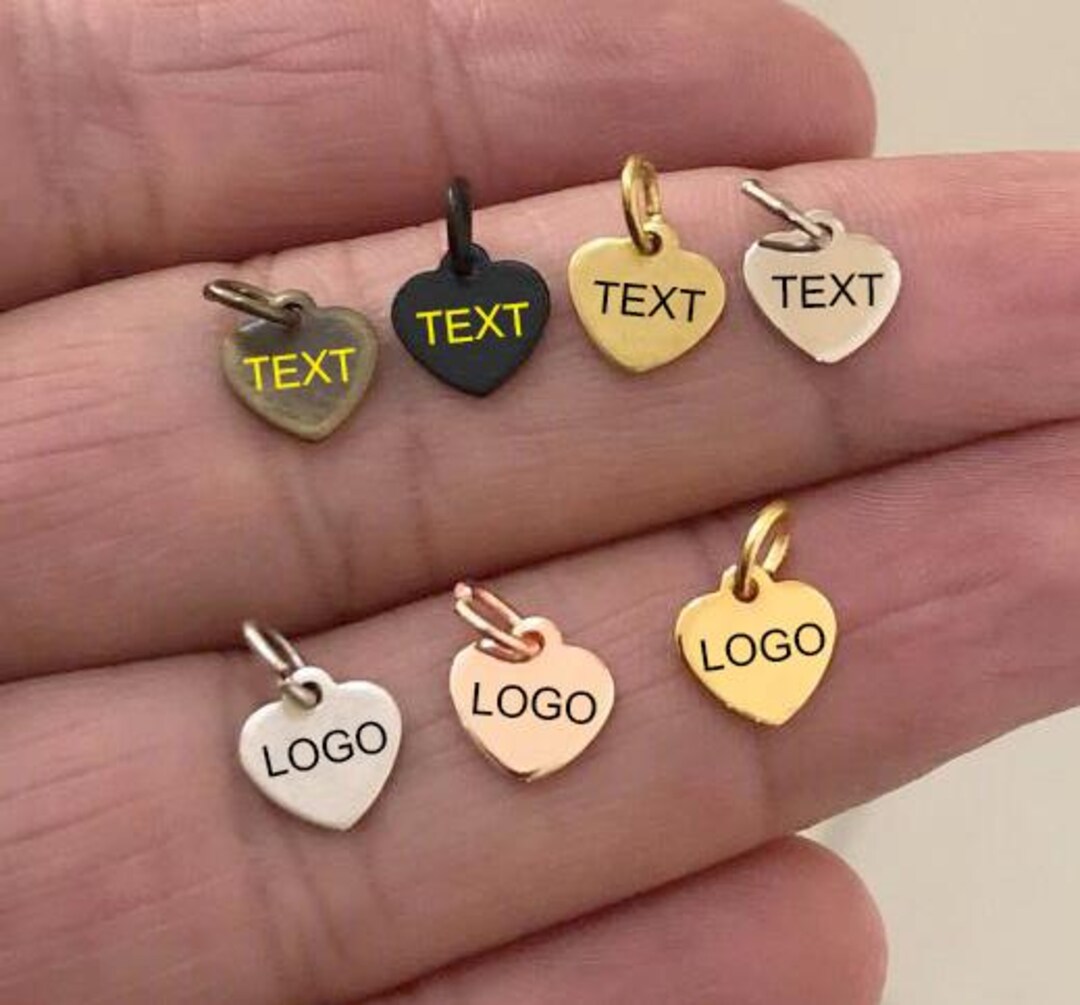 Custom Jewelry Logo Heart Charms -10 Pieces -personalized Logo Heart ...