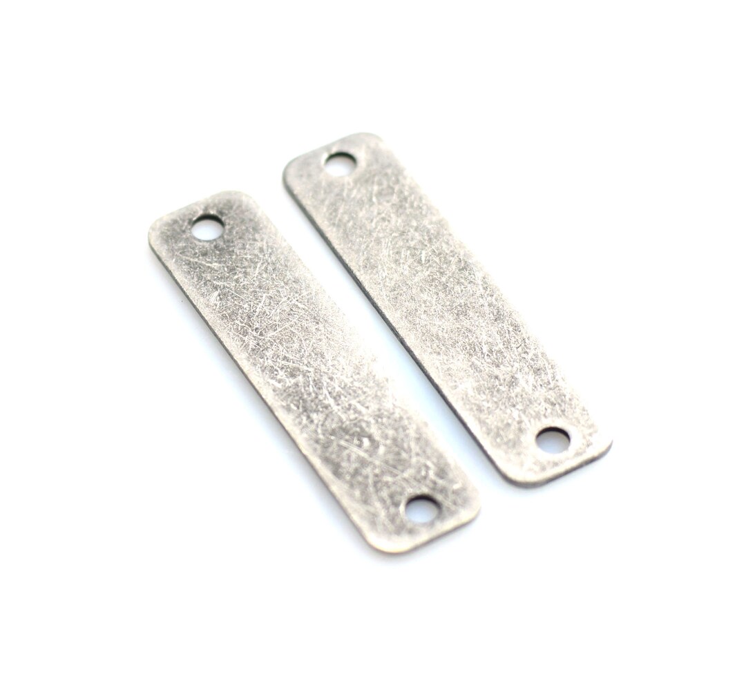 Antique Silver Rectangle Shape Charms- Rectangle Shape 2 Hole Findings ...