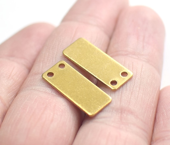 Raw Brass 2 Hole Rectangle Blanks Findings 0.8 x 8 x 15 mm Craft ...