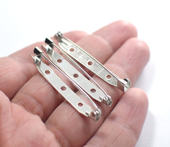 6 X 45 Mm Silver Tone Safety Brooch Back Pin Findings | Etsy