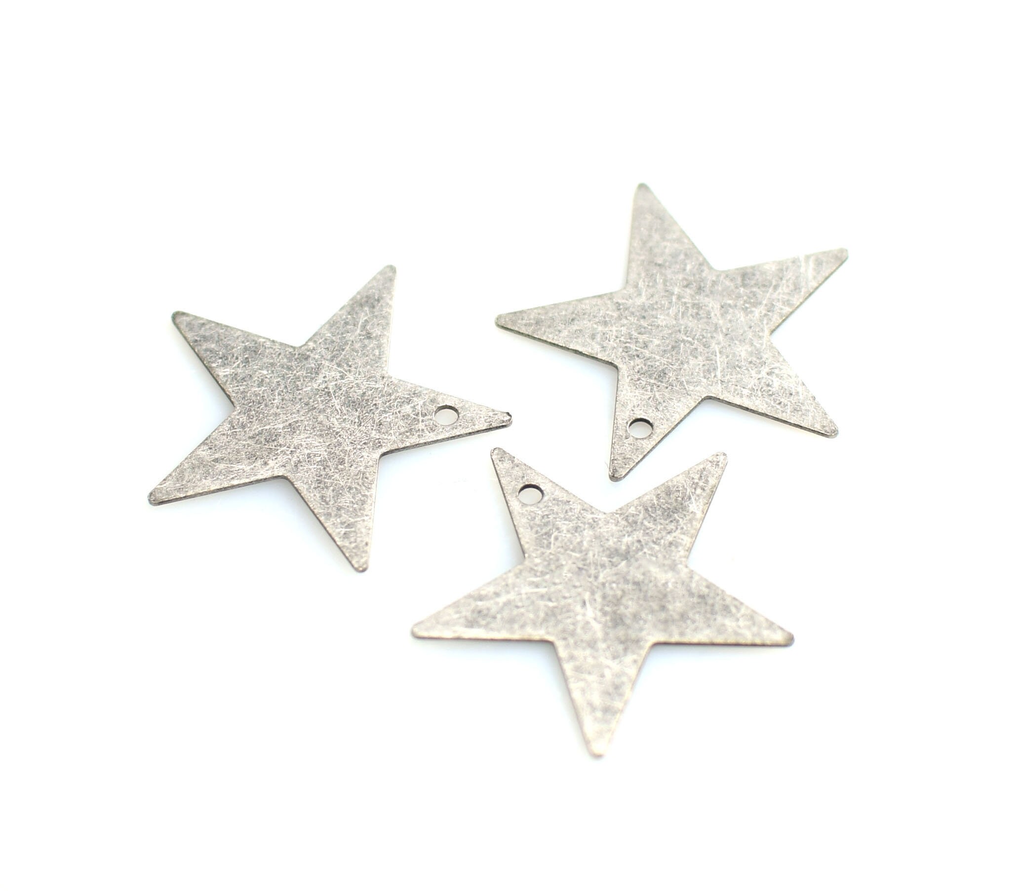 0.5 X 23 Mm , Antique Silver Star Shape Charms - 1 Hole - Etsy