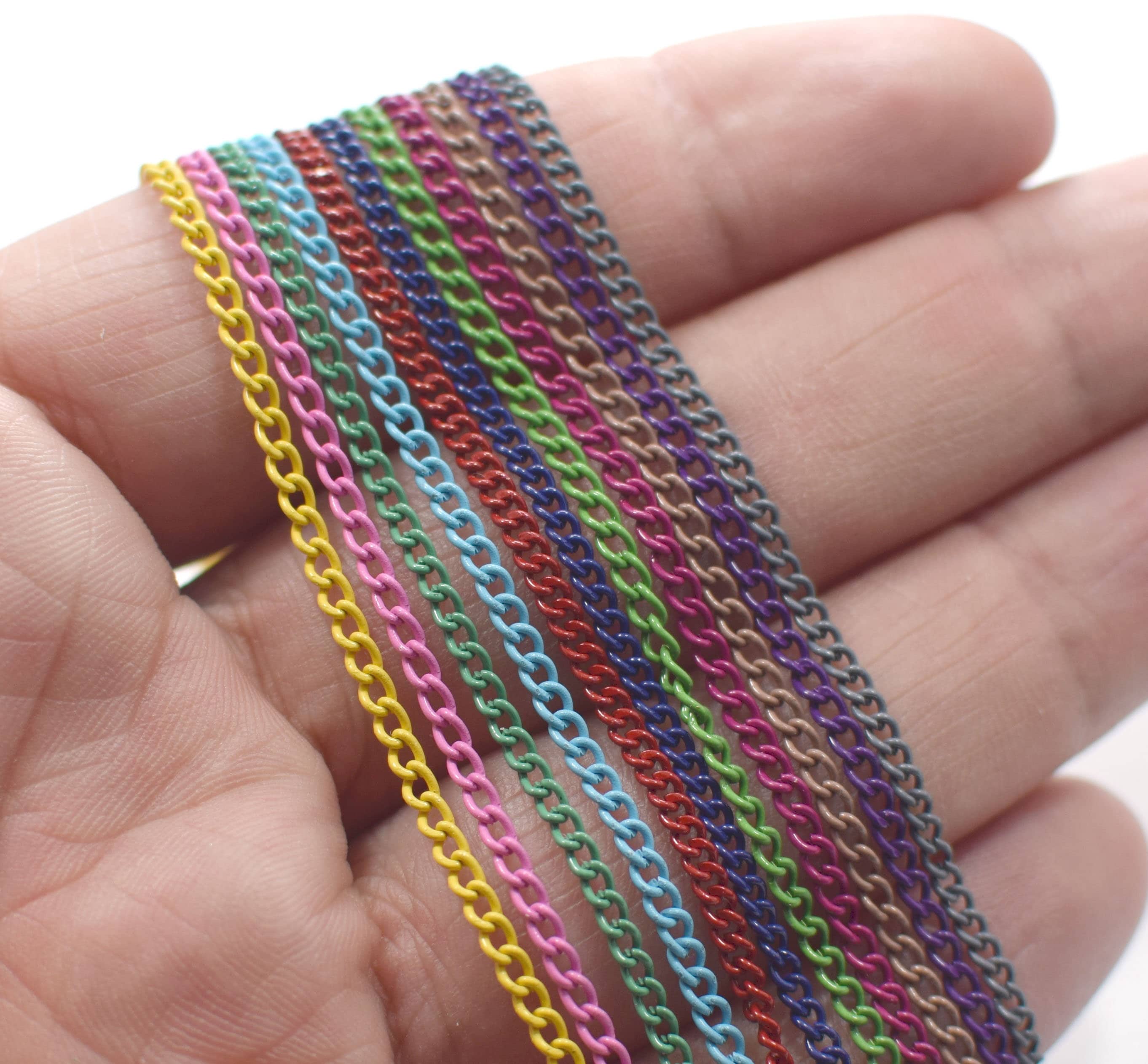 2 X 3 Mm Necklace Colored Oval Circle Chain Pendant Chain | Etsy