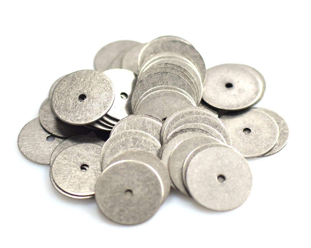 Antique Silver Round Middle Hole Disc - Round Disc - 0.5 X 12 Mm - Etsy