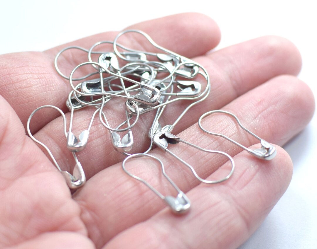 10 X 23 Mm , Silver Tone Pear Form Safety Pins Connector - Etsy