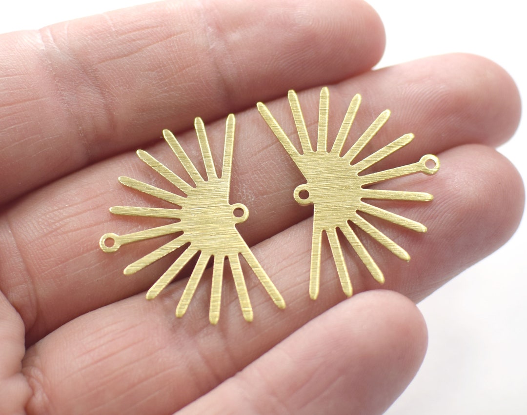 0.8 X 21 X 30 Mm , Textured Half Sun Shape Raw Brass Charms - 2 Hole - Etsy